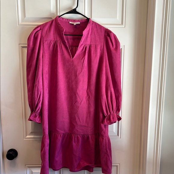 Joy Joy | Dresses | Joy Joy Pink Sundress With Bishop Sleeves And Vneck ...